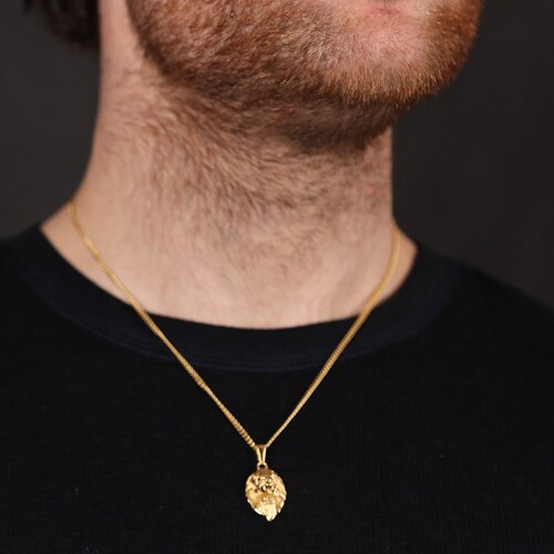18k Lion of Judah Gold Lion Head Pendant Chain Mens Lion - Etsy