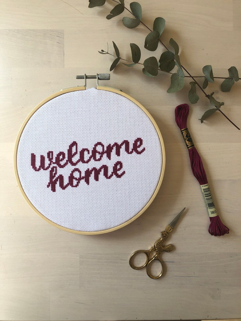 Welcome Home – Printable Cross Stitch Pattern – Instant Downloadable ...