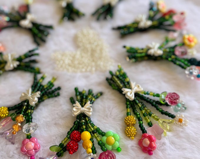 Beaded Flower Magnet Bouquet – Handmade Mini Floral Gift, Cute Fridge ...