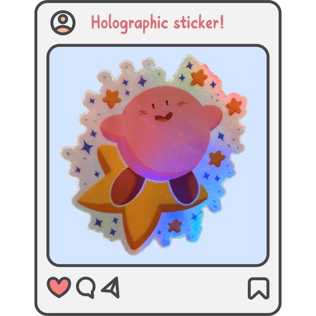 Kirby Sticker, HOLOGRAPHIC!!, 3x3, Waterproof - Etsy