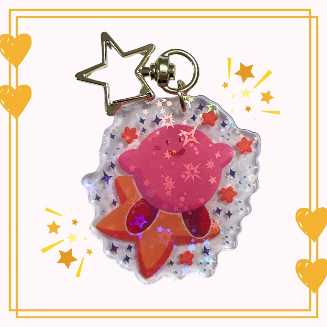 Kirby Charm, Keychain, Glitter, 2x2 - Etsy