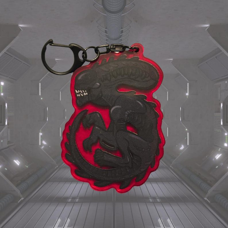 Alien Xenomorph Keychain, Charm, Double Sided - Etsy