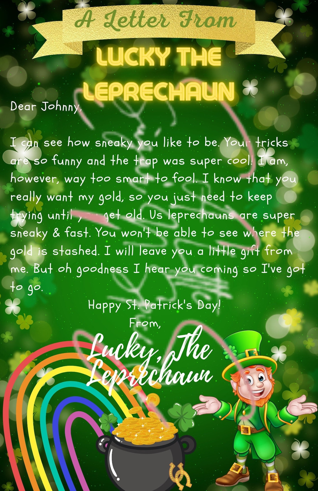Customizable Leprechaun Letter St. Patricks Day - Etsy