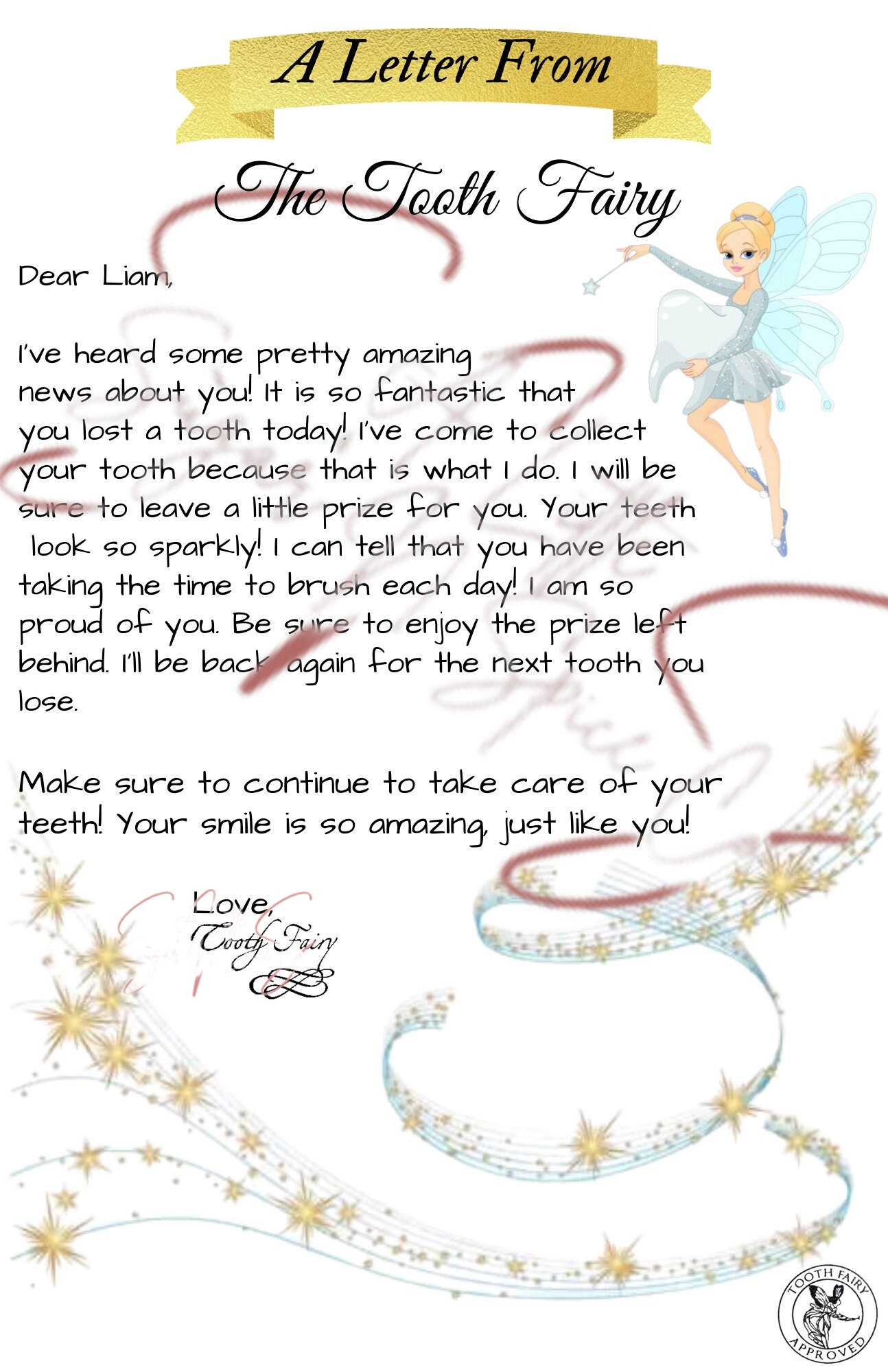 Tooth Fairy Letter Instant Download-editable - Etsy