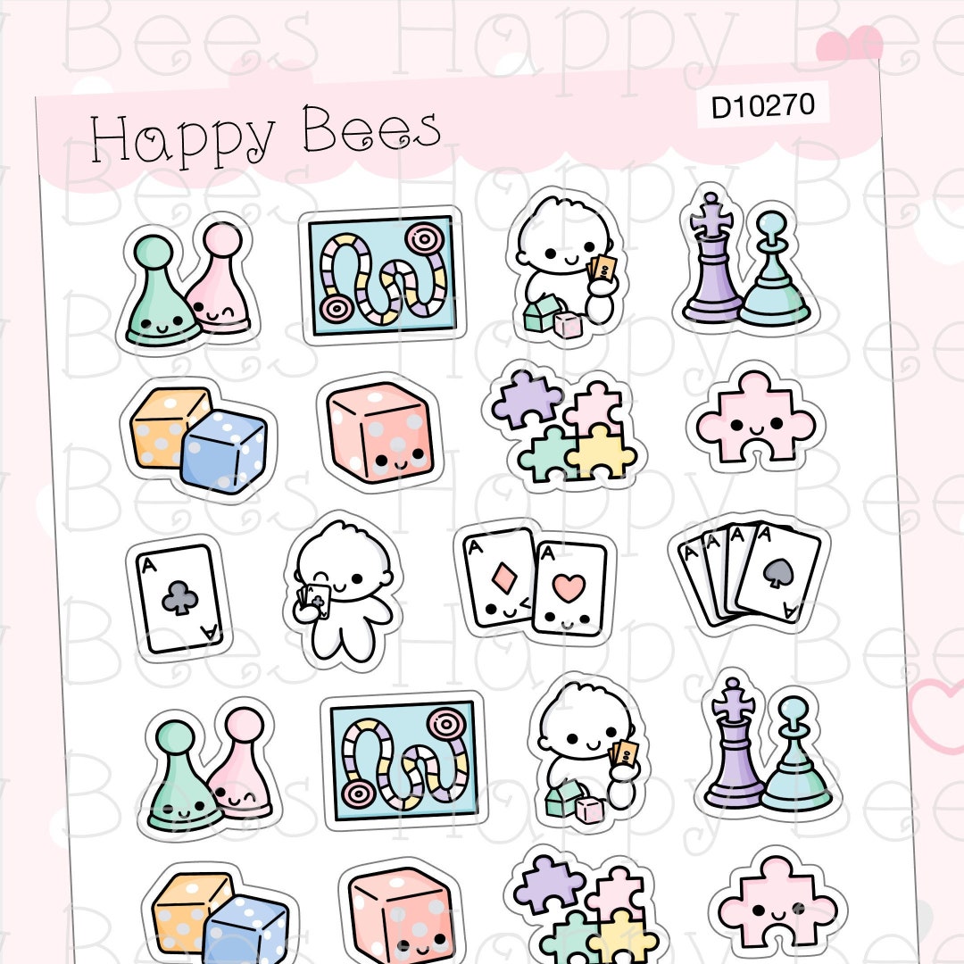 Family Game Night Doodles - Cute Puzzle Poker Planner Stickers D10270 ...