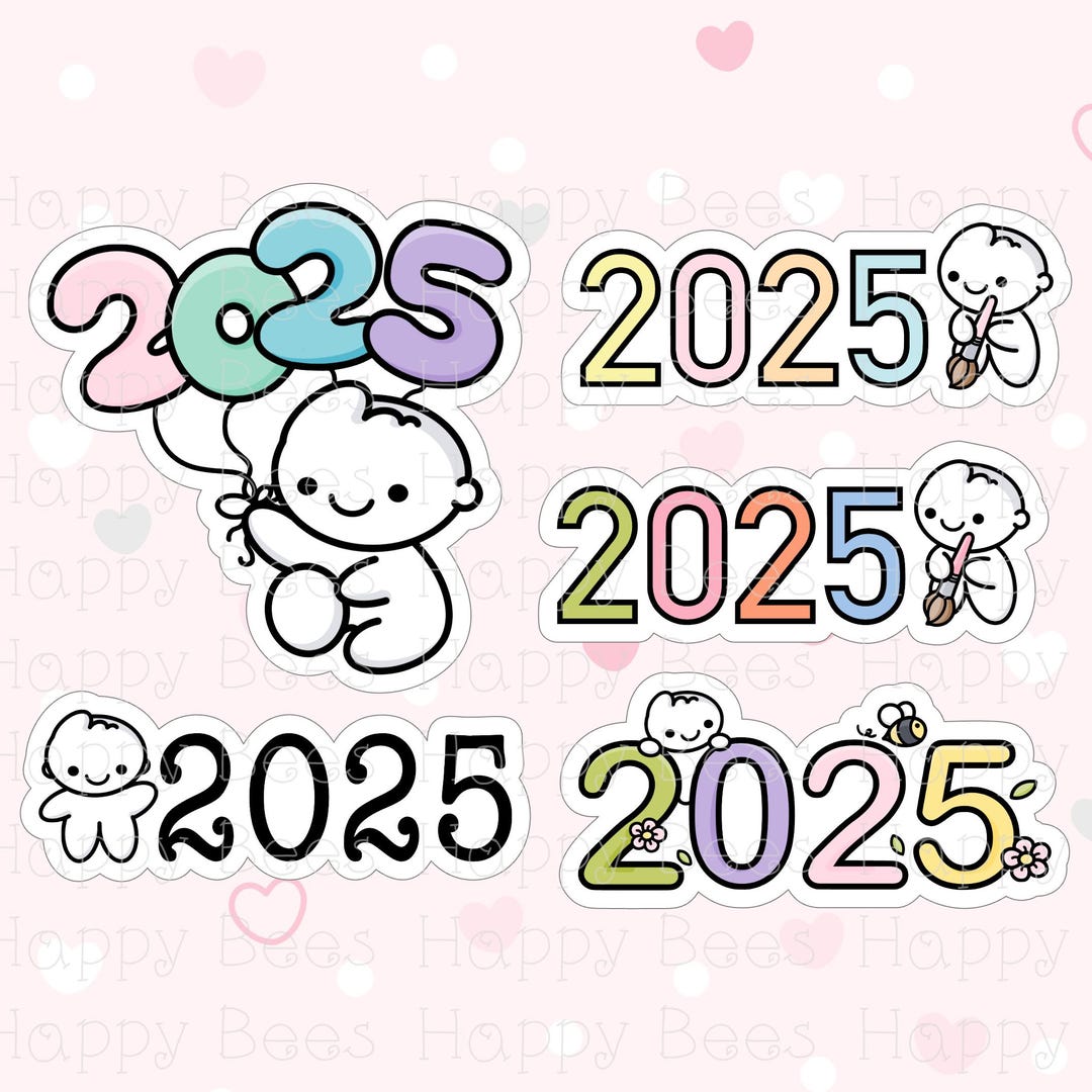 2025 New Year Die Cut Doodles Cute Bullet Journal Planner Stickers ...