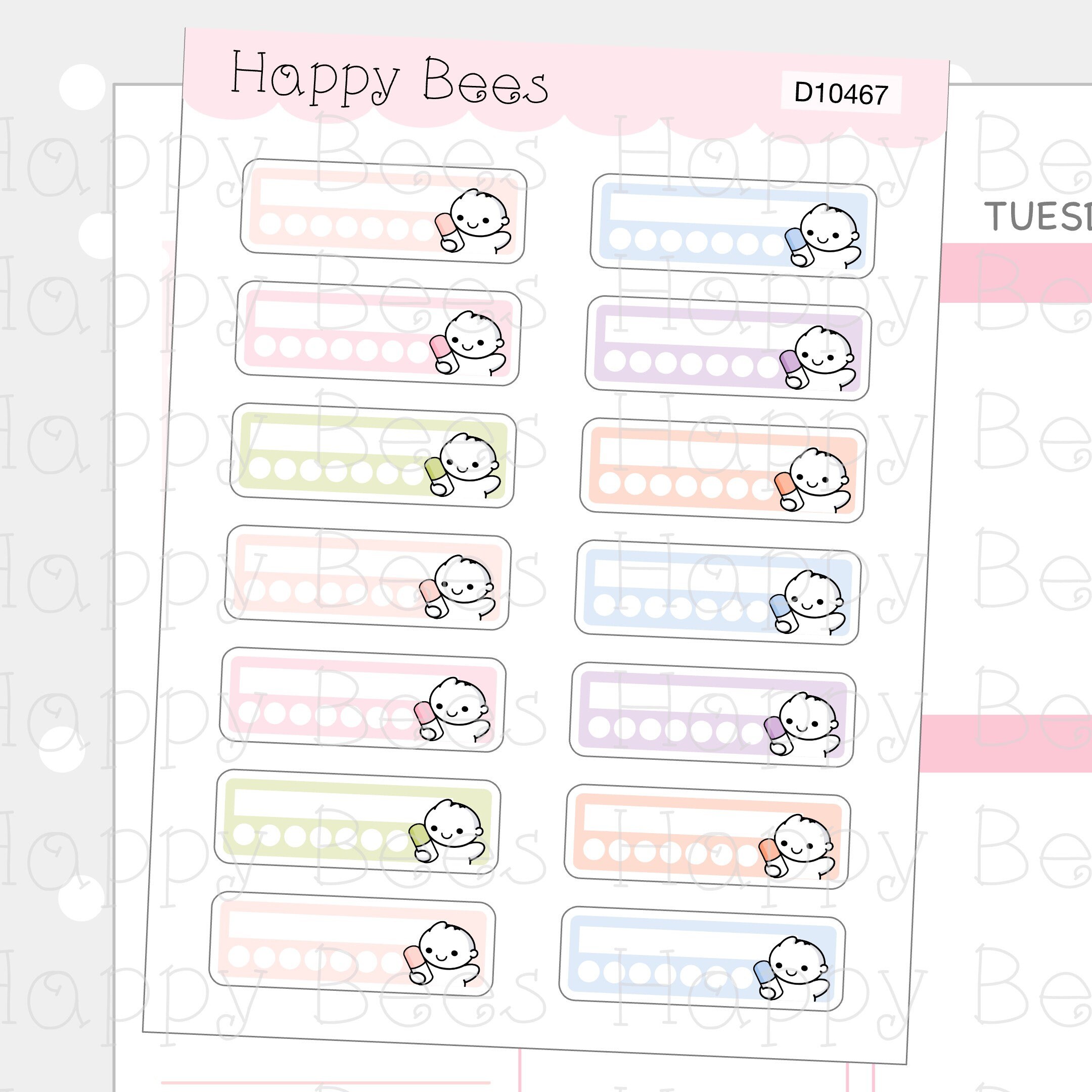 Medicine Weekly Tracker Cute Medication Sick Planner Stickers D10467 - Etsy