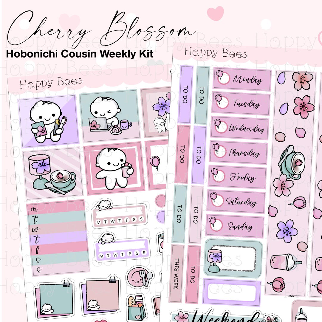 Cherry Blossom - Hobonichi Cousin Weekly Planner Sticker Kit CW10020 - Etsy