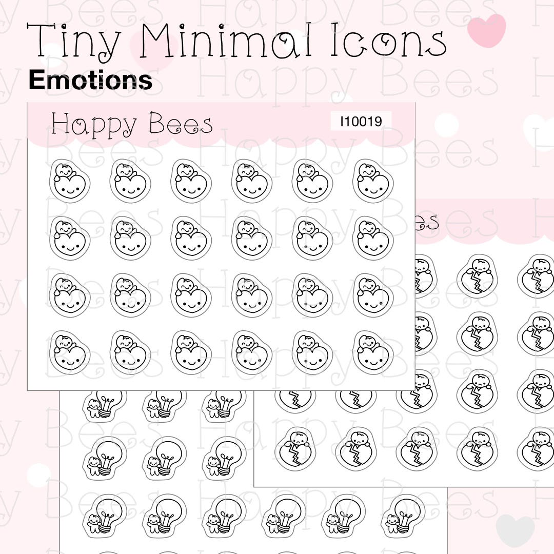Tiny Minimal Icons / Emotions - Cute Doodles Planner Stickers I10019 - Etsy