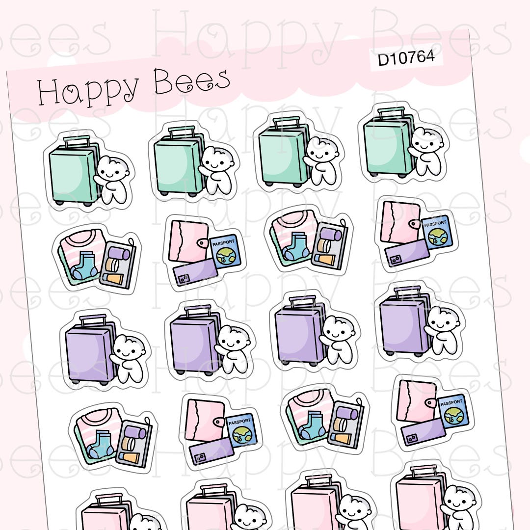 Packing Suitcase Doodles - Cute Holiday Trip Vacation Planner Stickers ...