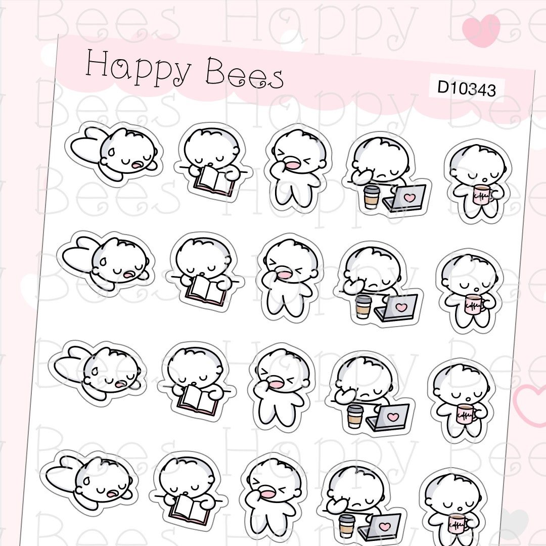So Tired Doodles Cute Sleepy Work Planner Stickers D10343 - Etsy