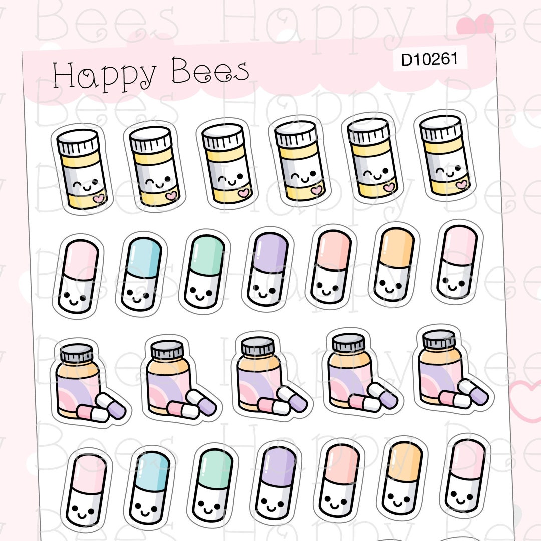 Medication Doodles - Cute Pills Sick Planner Stickers D10261 - Etsy
