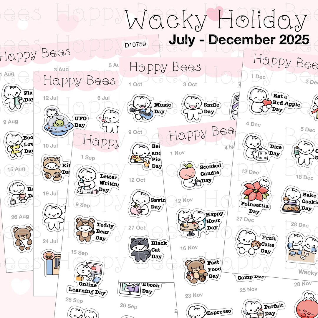 Wacky Holiday Doodles / July to December 2025 - Cute Journal Planner ...