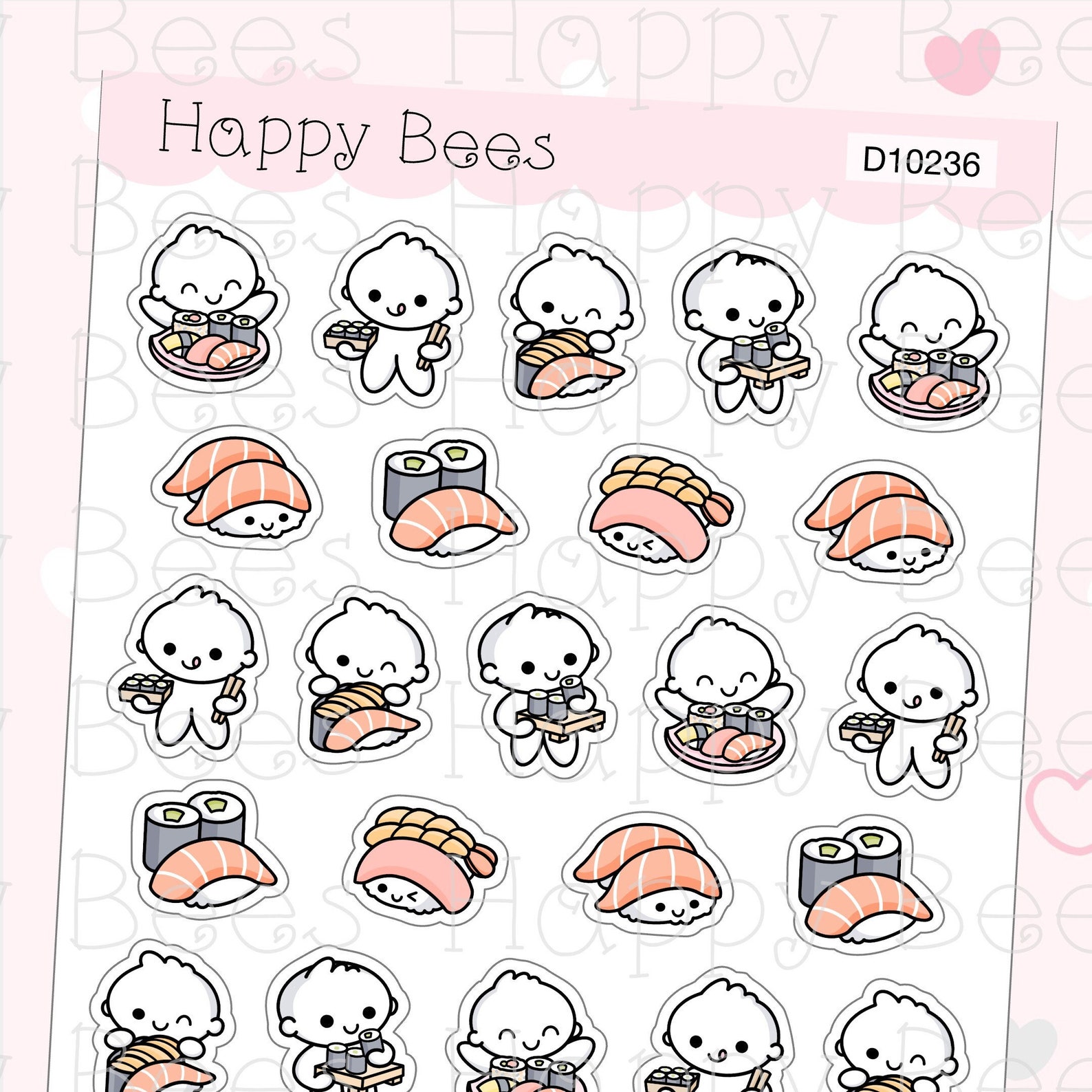 Sushi Doodles Cute Asian Food Takeout Planner Stickers - Etsy