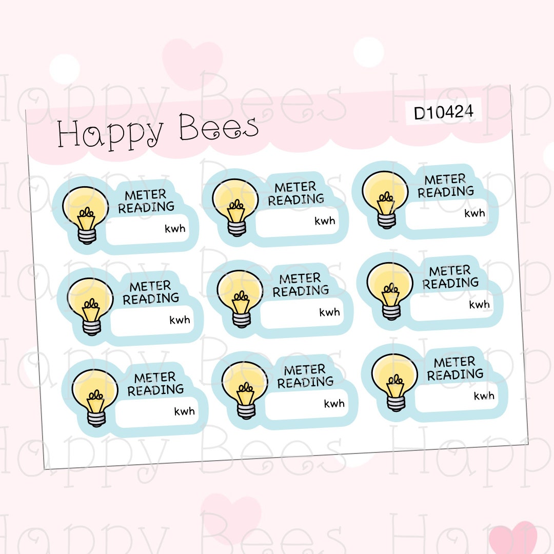 Meter Reading Doodles Cute Electric Bills Write in Reminders Planner ...
