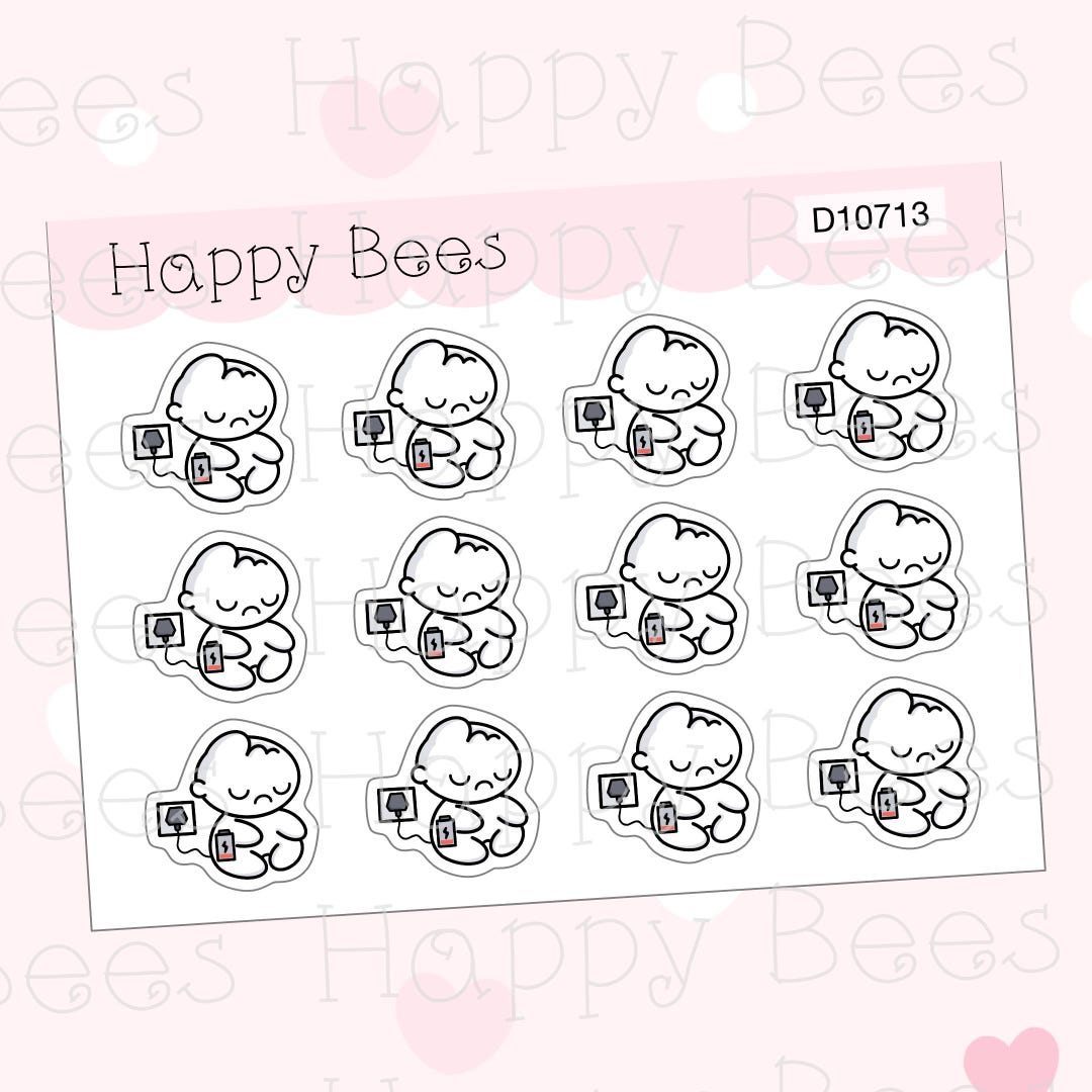 Recharge Doodles - Cute Drained Exhausted Mood Planner Stickers D10713 ...