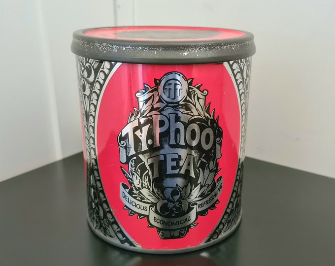 Vintage Typhoon Tea Round Black and Red Empty Tin - Etsy