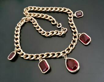 Red Metal Chain Necklace - Etsy