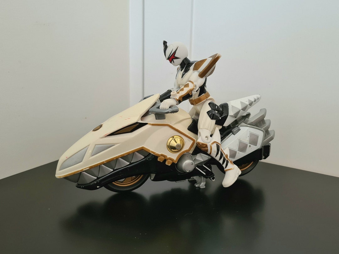 Vintage Power Rangers Dino Thunder White Ranger With White Raptor Cycle ...