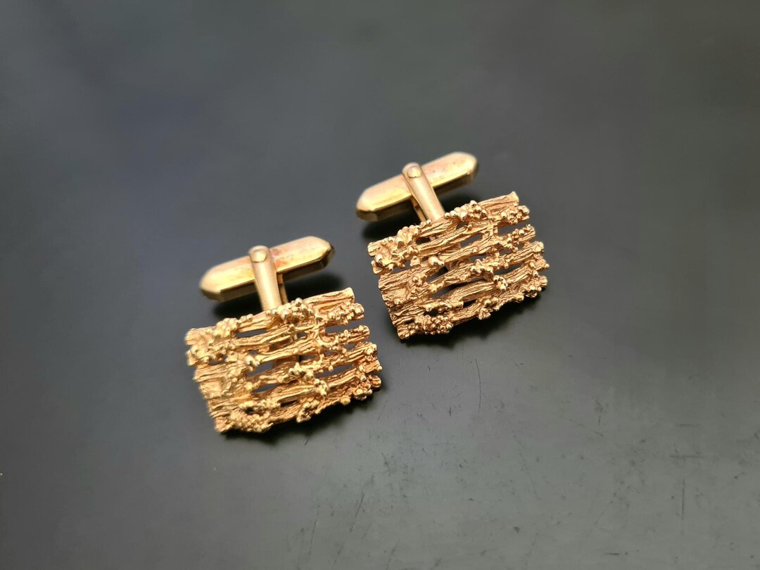 Vintage Gold Tone Brutalist Rectangle Cufflinks - Etsy
