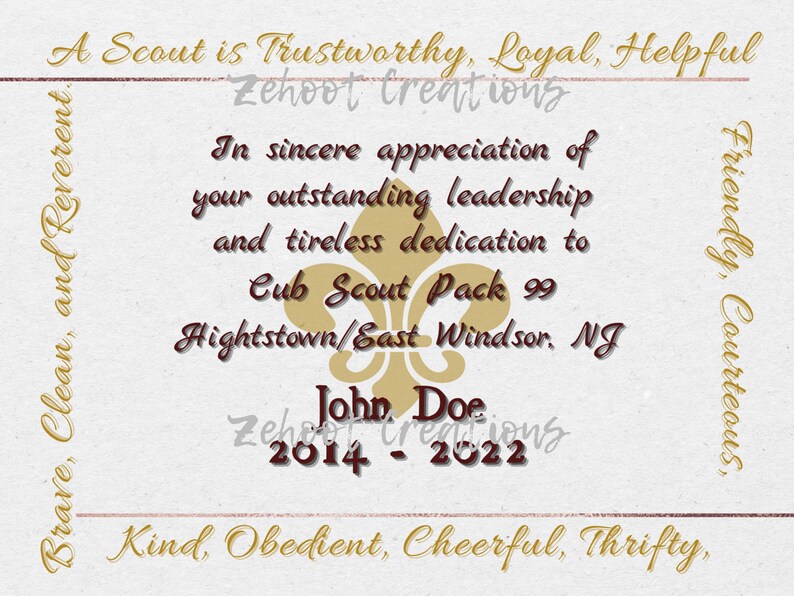 Scout Leader Appreciation Certificate Printable - BSA Leader Award ...