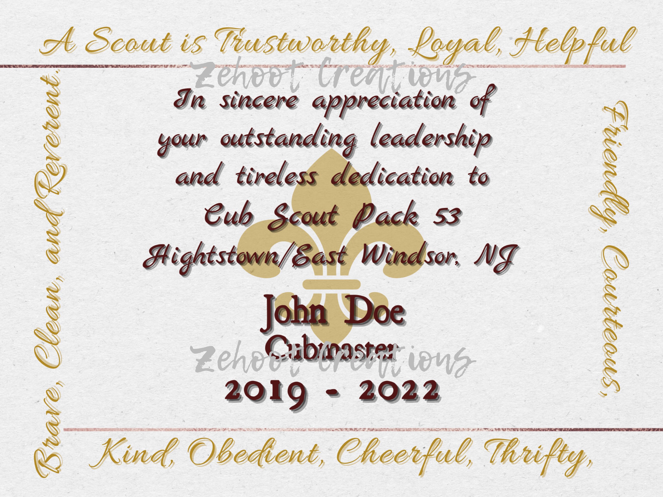 Scout Leader Appreciation Certificate Printable - BSA Leader Award ...