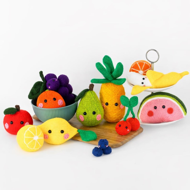 Knitted Fruit Amigurumi Pattern, Play Food Toy, Plush Fruit Set (PDF ...