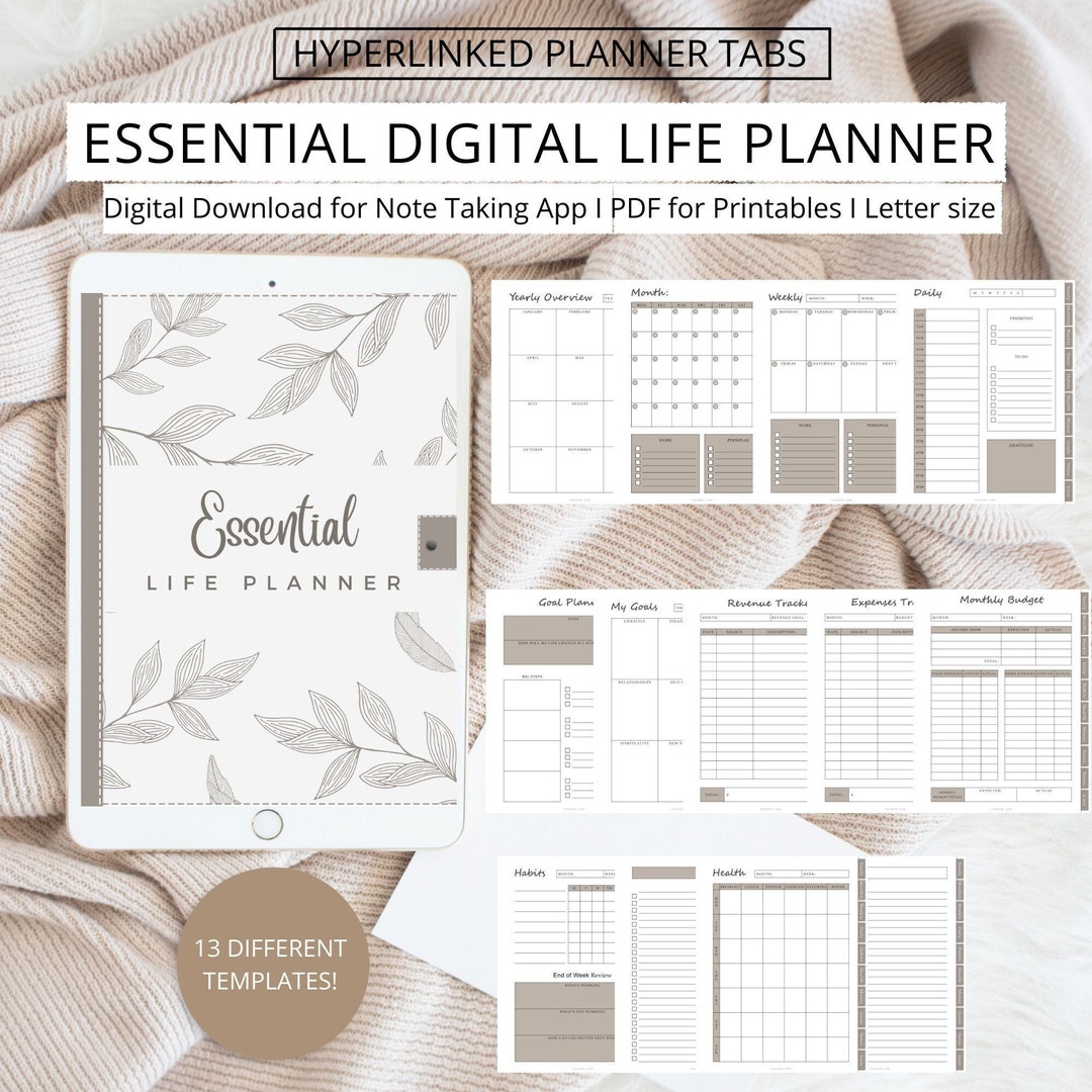 Life Planner Digital & Printable, Daily, Weekly, Monthly, and Yearly ...
