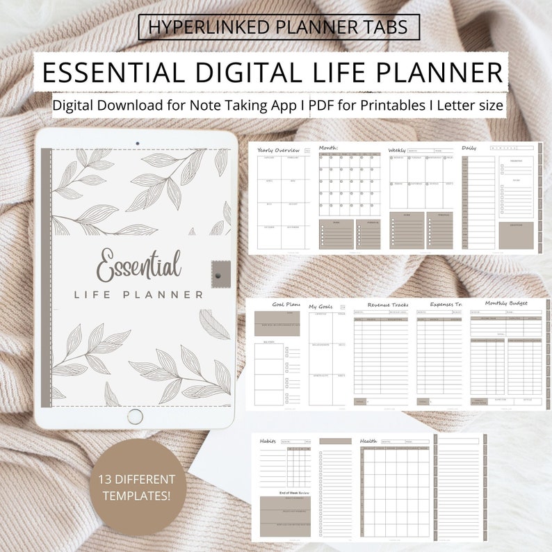 Life Planner Digital & Printable, Daily, Weekly, Monthly, and Yearly ...