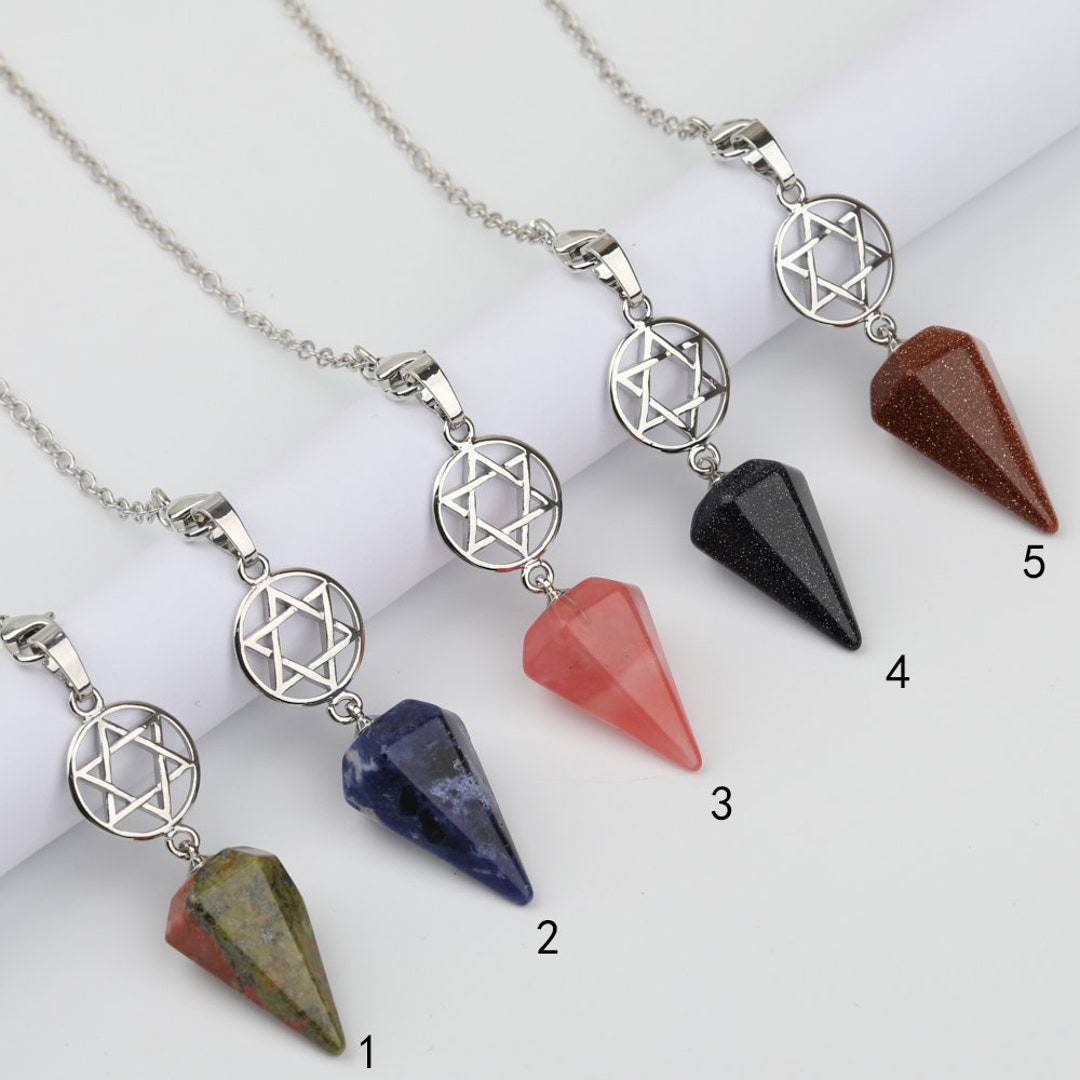 YOU PICK, Crystal Judaica Pendulum Star of David Bracelet, Gemstone ...