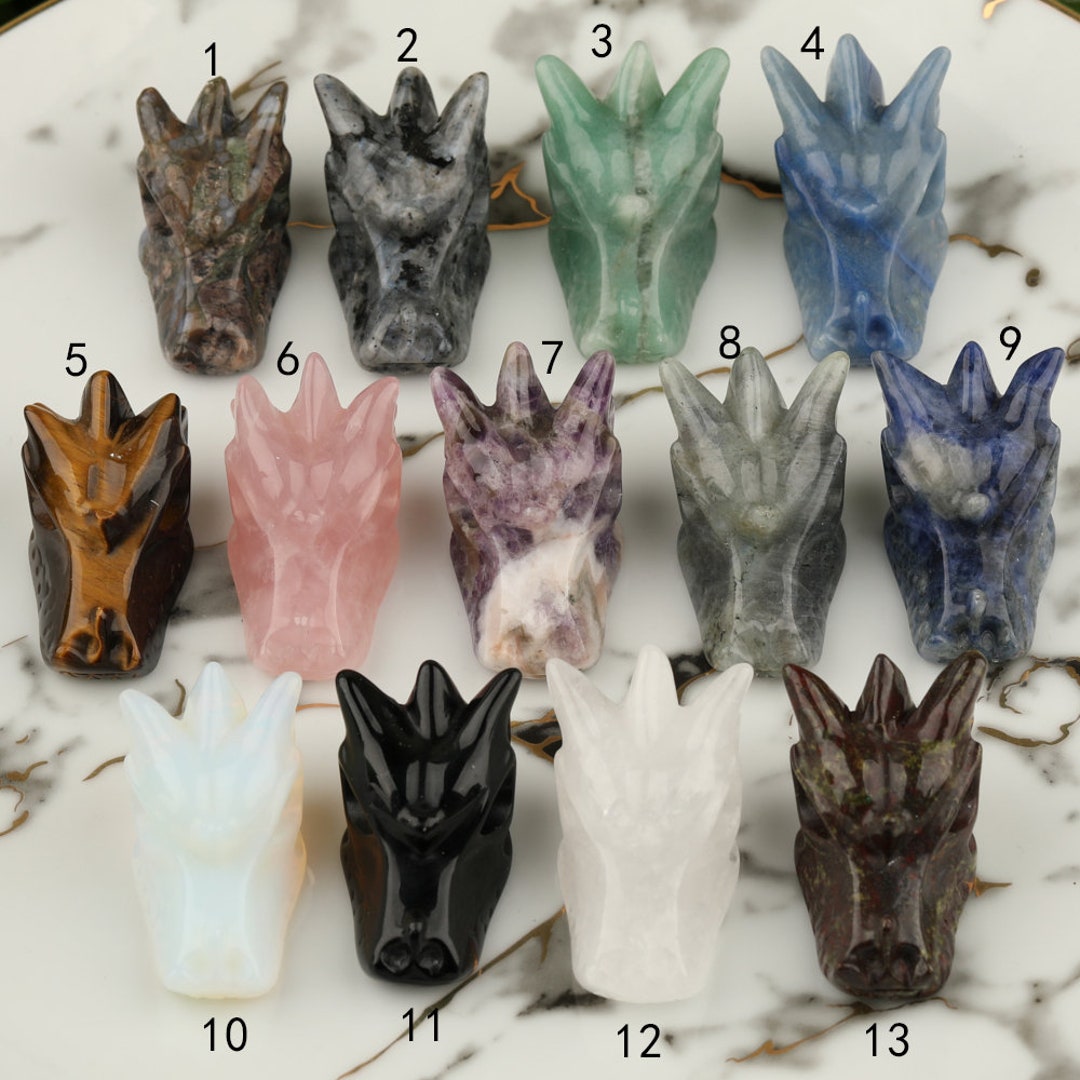 1.8 Inch Crystal Dragon Head, Gemstone Decoration, Gift for Bachelors ...