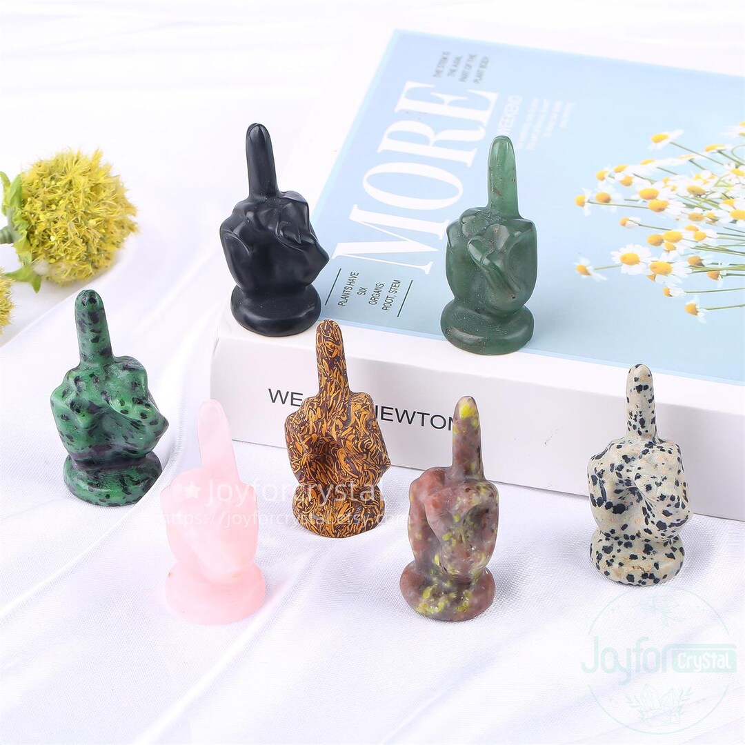 2.0" Quartz Middle Finger Statue, Hand Carved Crystal Figurines ...