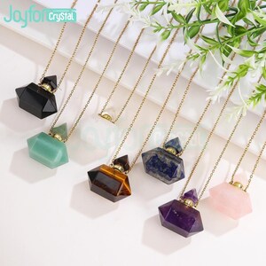 Inverted Hexagonal Column Perfume Bottle Necklace, Healing Crystal New ...