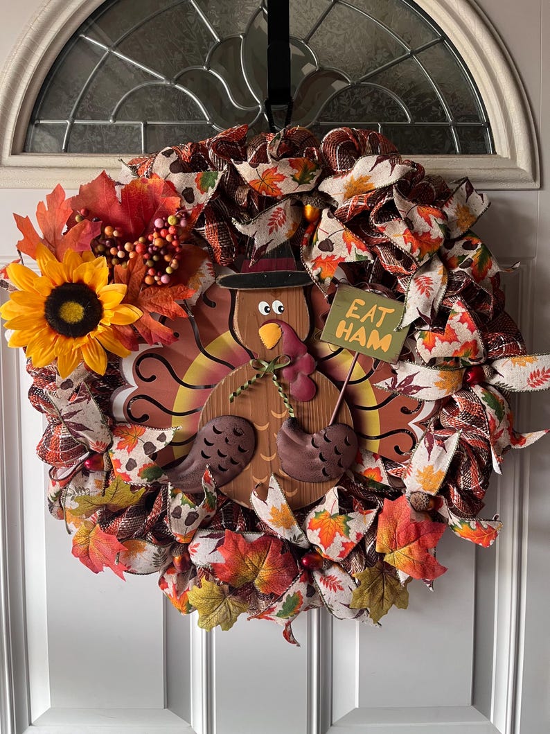 Turkey Eat Ham Welcome Wreath - Etsy