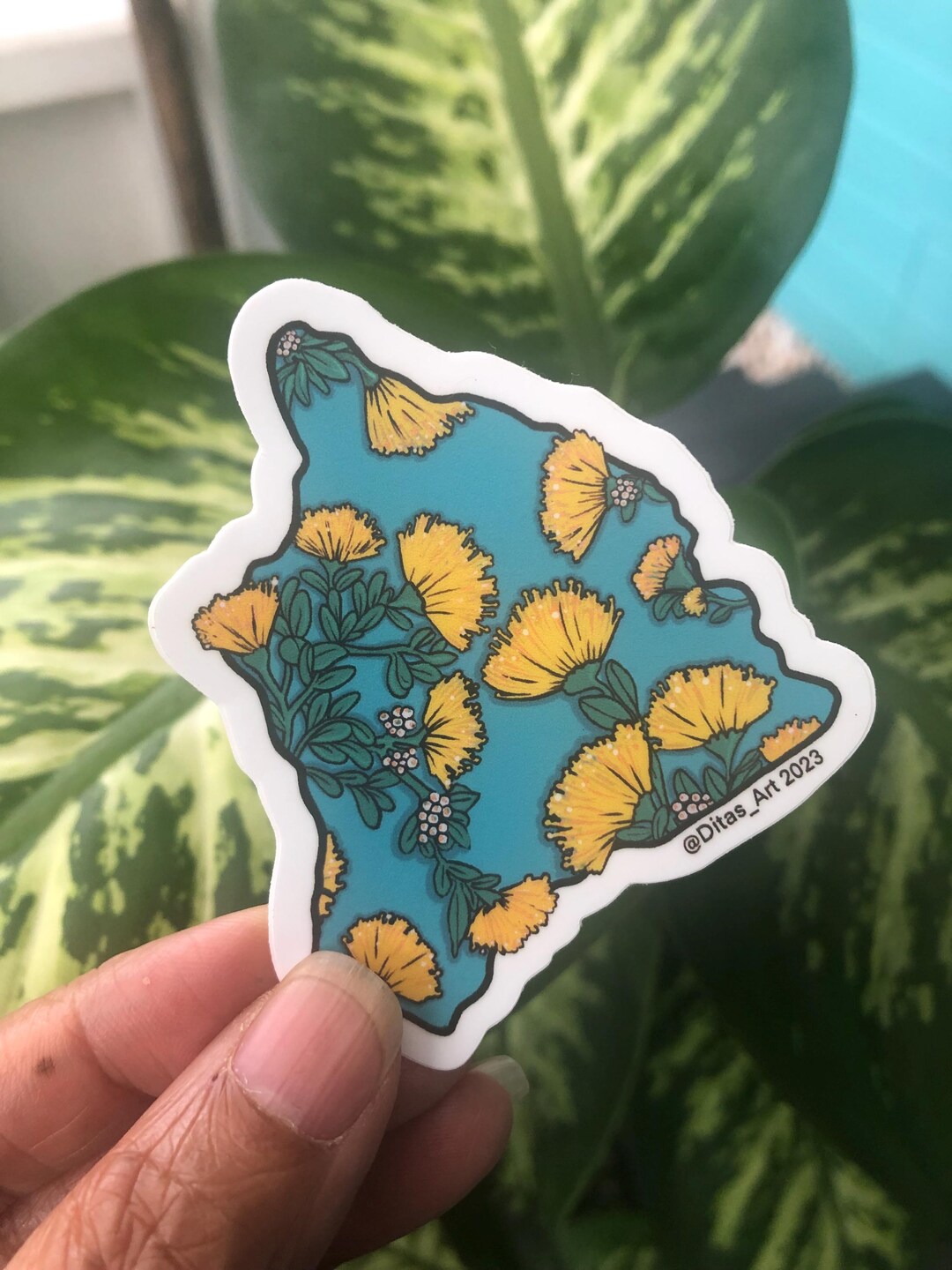 Vinyl Decal Big Island Ohia Lehua State Flower in Yellow Hawaii Sticker ...