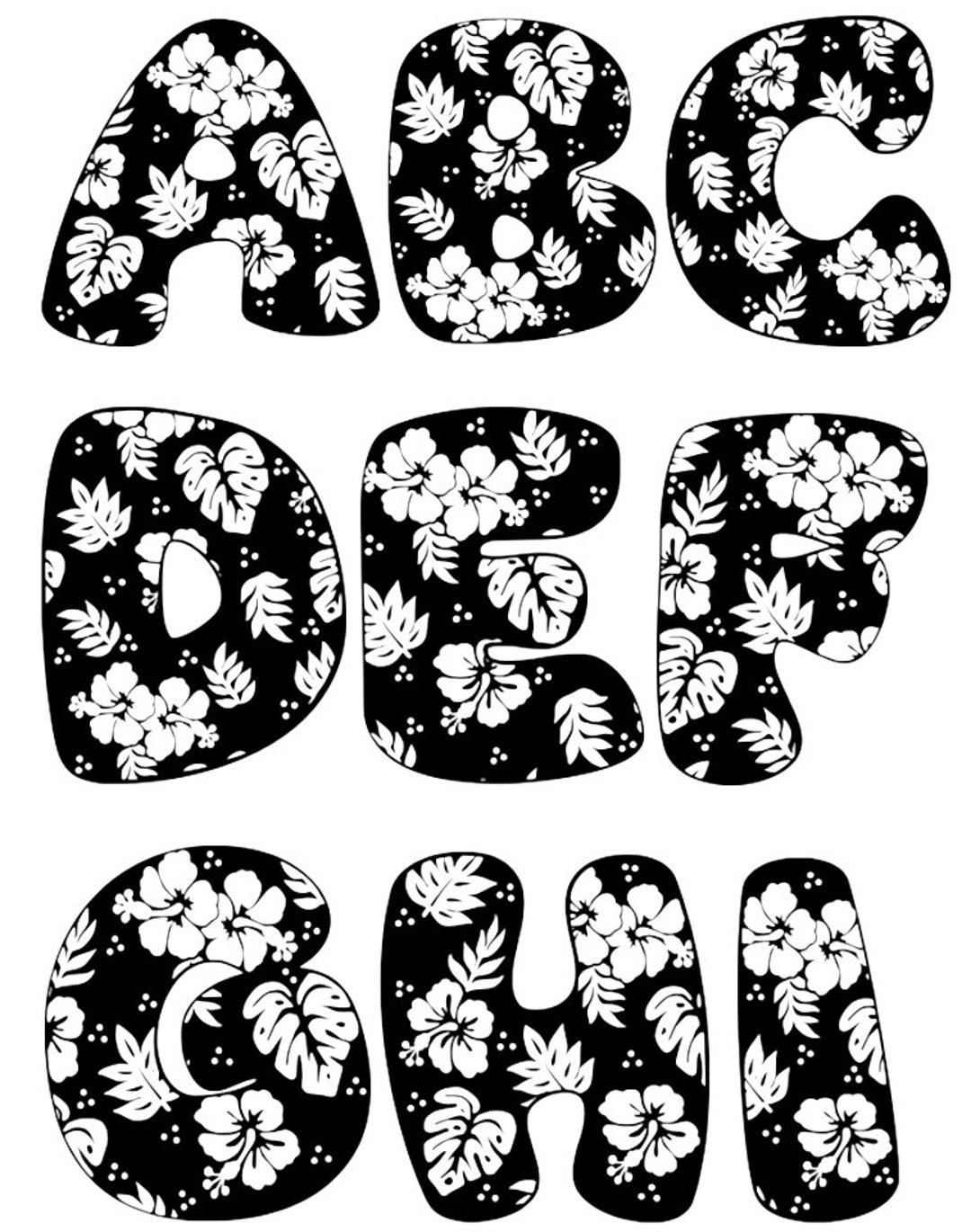 Digital Download Hawaii Bubble With Flower Monstera Dots Design ...