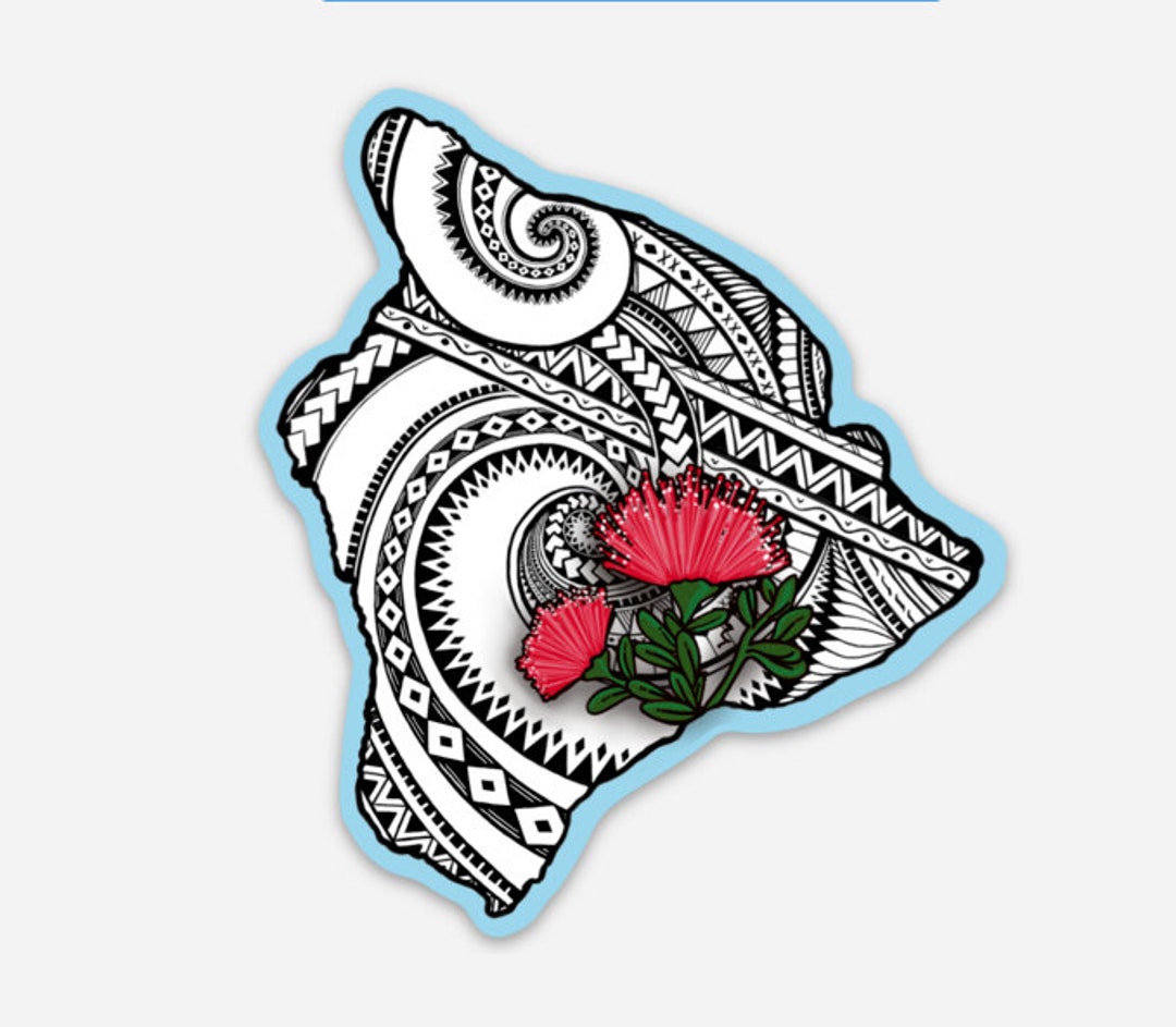 MAGNET: Big Island Hawaii Vinyl Decal Sticker State Flower Ohia Lehua ...