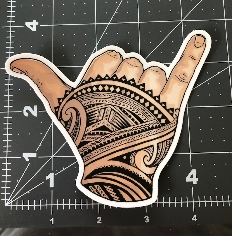 LARGE Hawaiian Shaka Vinyl Sticker Polynesian Tattoo Design - Etsy