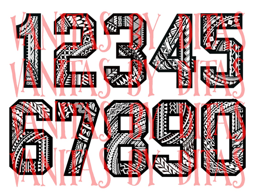 Digital Download Polynesian Tribal Design Vectored JERSEY Numbers 0-9 ...