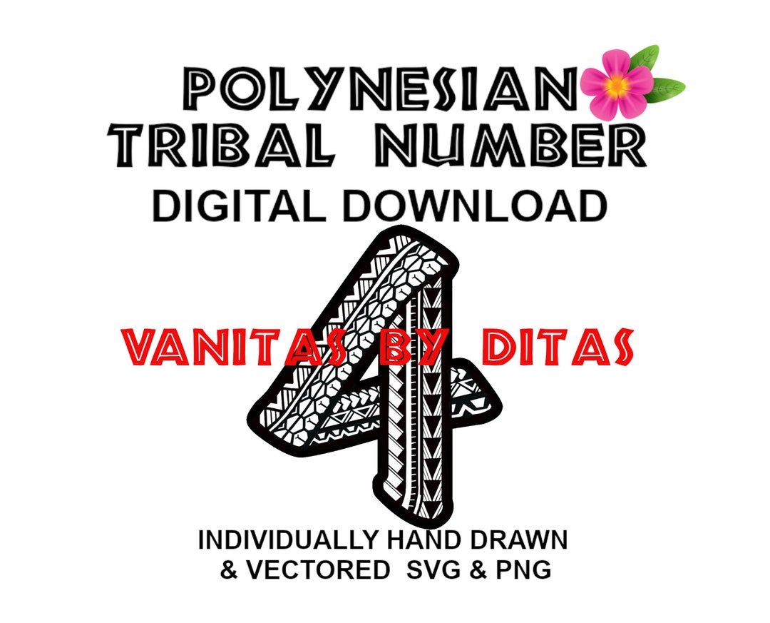 Digital Download Polynesian Tribal Design Vectored Number Four 4 PNG ...