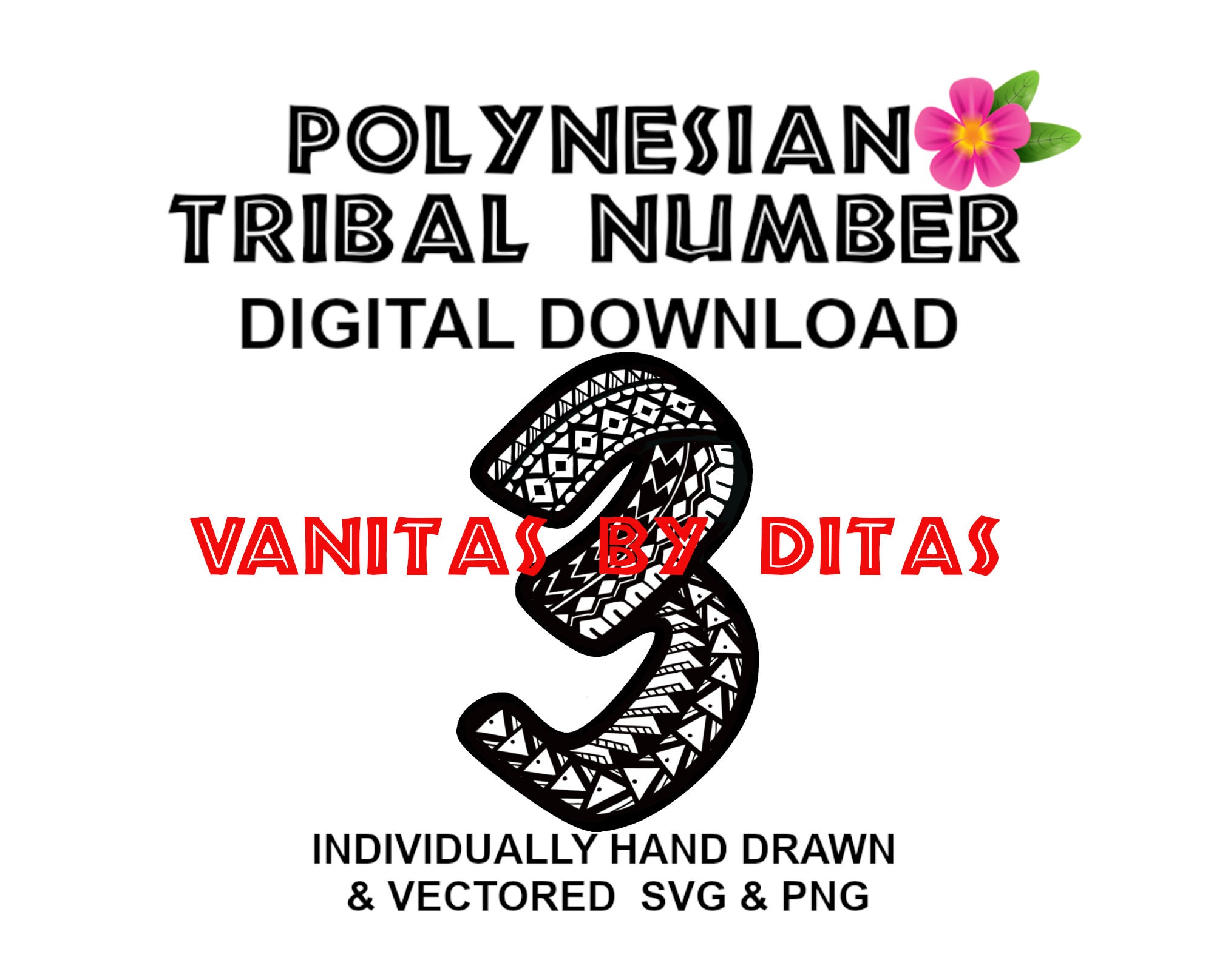 Digital Download Polynesian Tribal Design Vectored Number Three 3 PNG ...