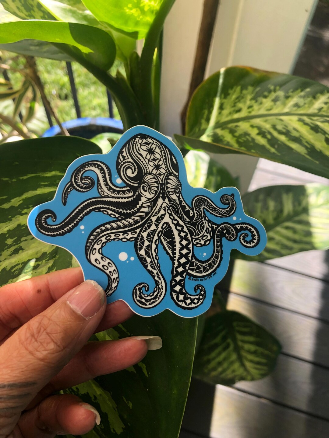 Octopus Tako Vinyl Decal Sticker With Polynesian Design - Etsy