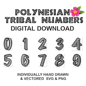 Digital Download Polynesian Tribal Design Vectored Numbers 0-9 PNG SVG ...