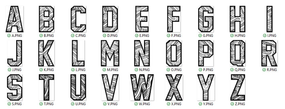Digital Download Polynesian Tribal Design Alphabet PNG Format JERSEY ...