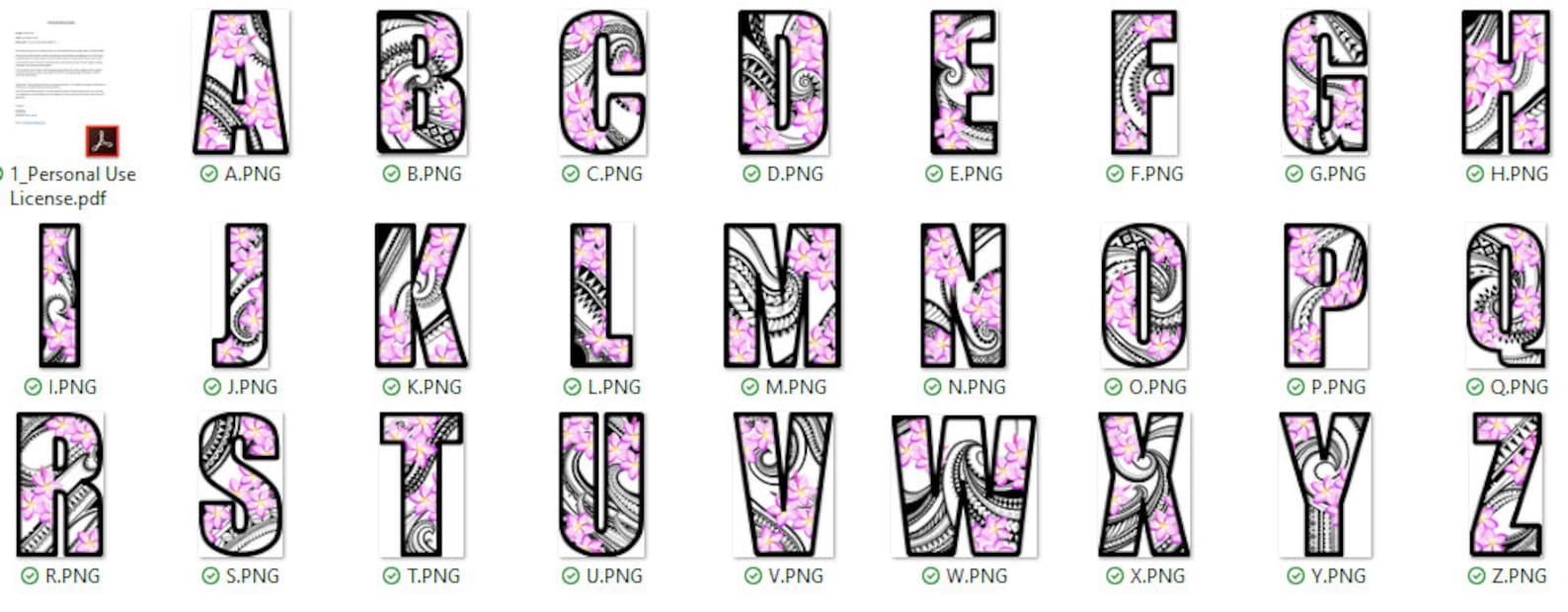 Digital Download Polynesian Flower and Tribal Design Alphabet - Etsy