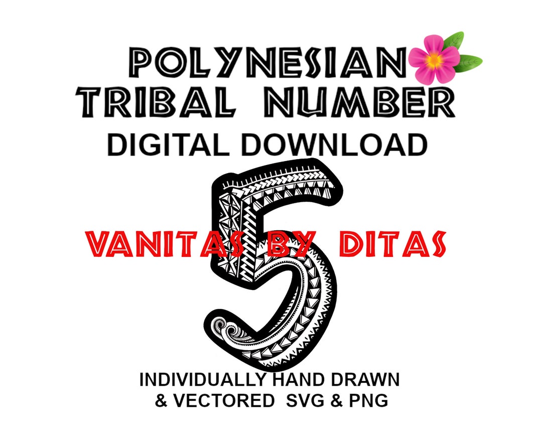 Digital Download Polynesian Tribal Design Vectored Number Five 5 PNG ...