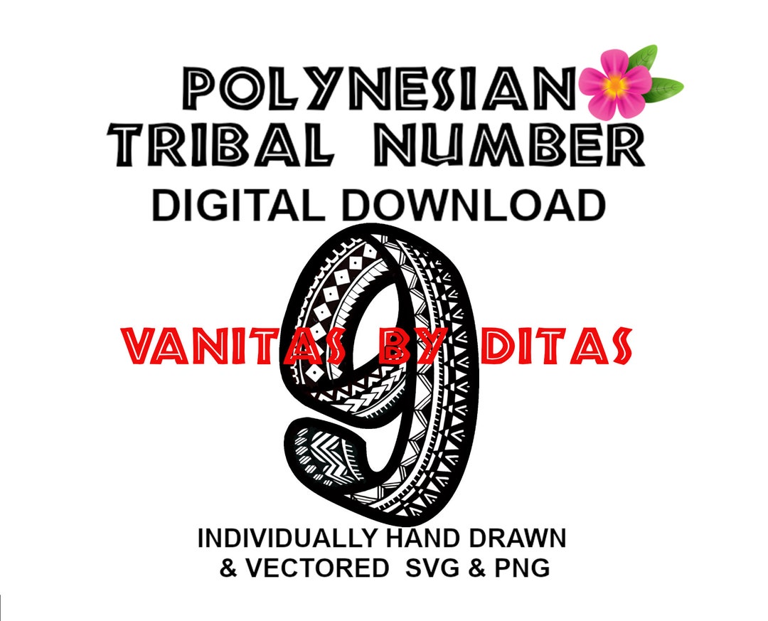 Digital Download Polynesian Tribal Design Vectored Number Nine 9 PNG ...