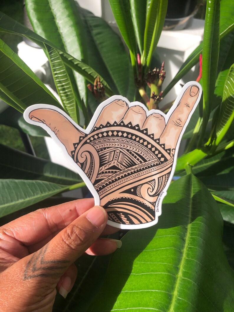 LARGE Hawaiian Shaka Vinyl Sticker Polynesian Tattoo Design - Etsy