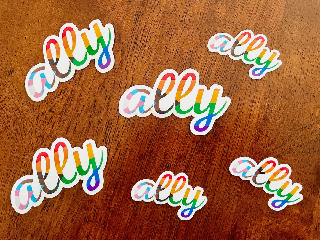 LGBTQ Ally Progress Pride Sticker, Straight Ally Pride Sticker, LGBT ...