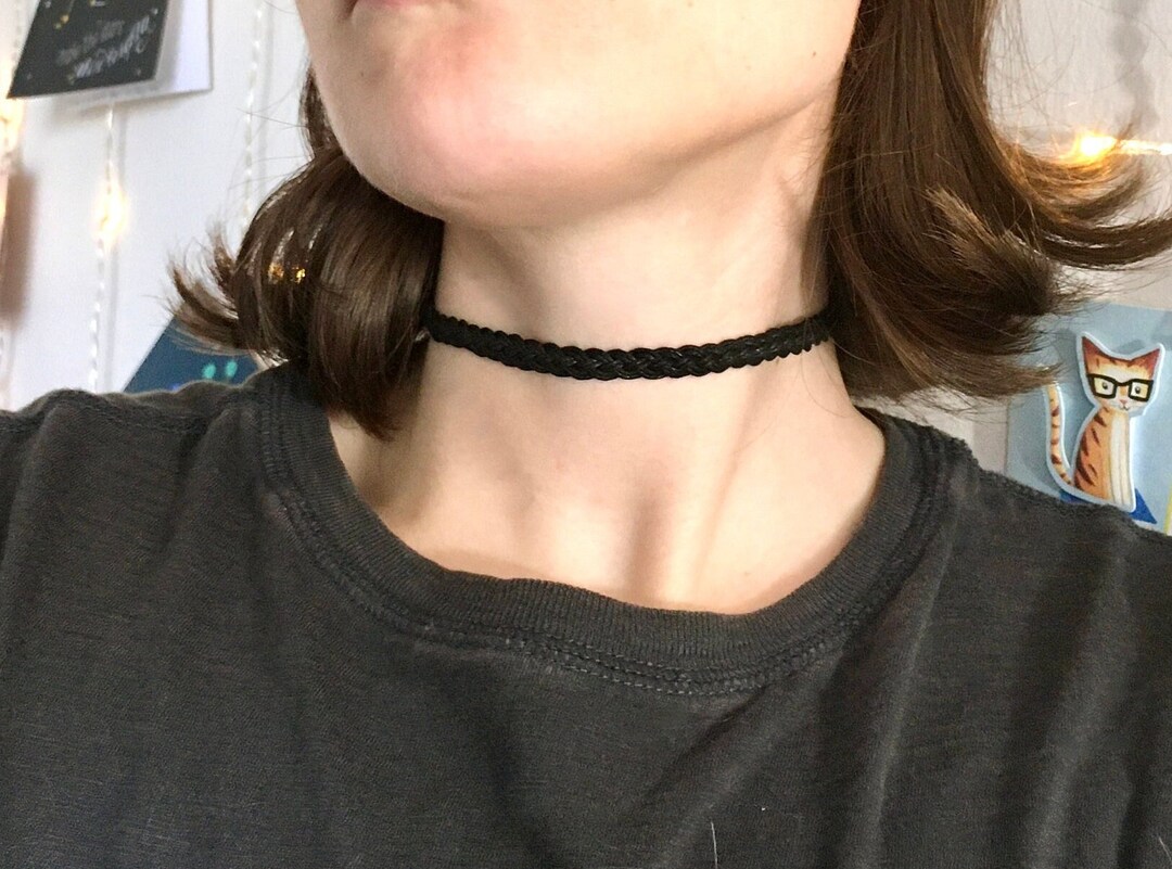 Black Braided Choker, Minimalist Choker, Thick Braided Choker, Simple ...